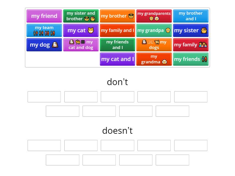 don't / doesn't - Group sort