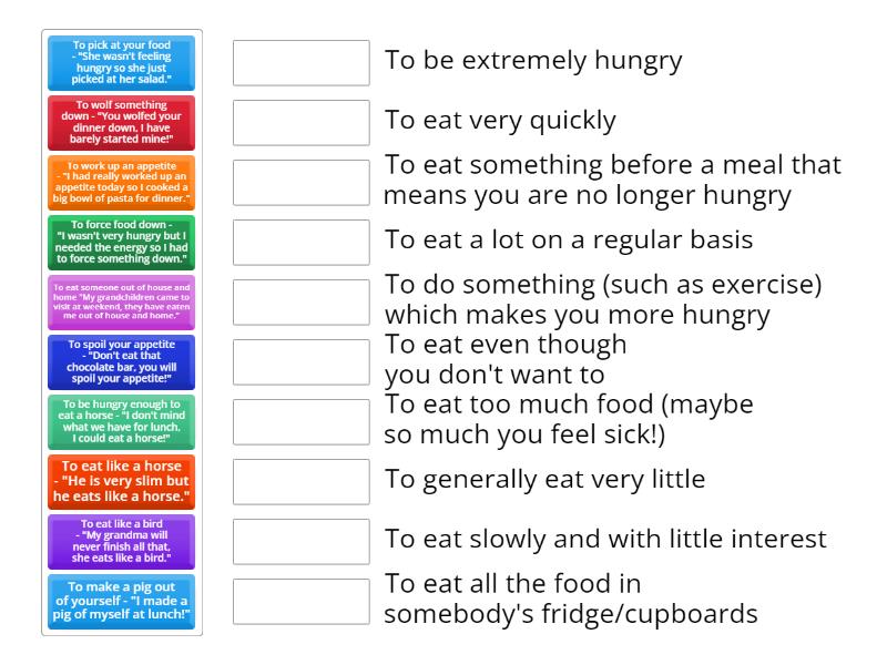 Eating idioms - Match up