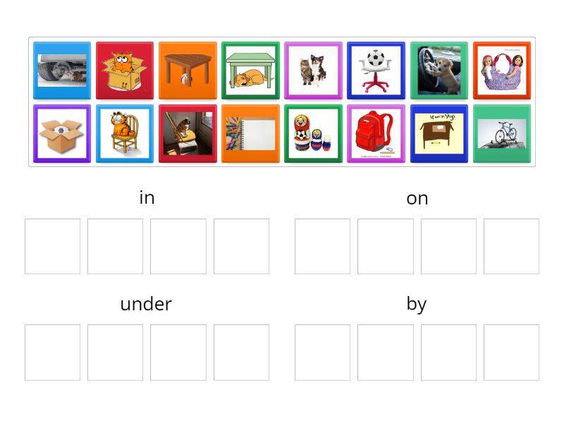 prepositions on, in, under, by - Group sort