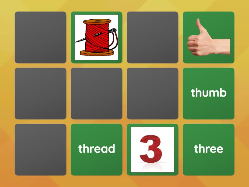 Read the words that start with the diagraph th - Matching pairs