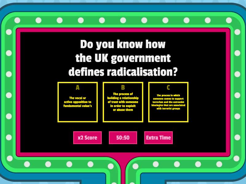PREVENT against extremism, radicalisation and terrorism - Gameshow quiz