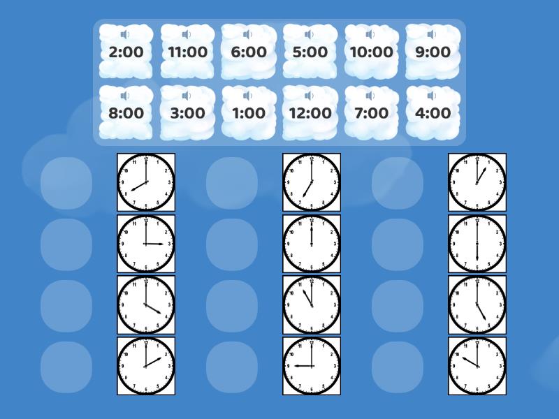 Telling Time - Full Hours [Analog to Digital] - Match up