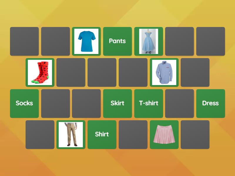 Solutions Elem U3 Voc-y My Clothes (memory check) - Matching pairs