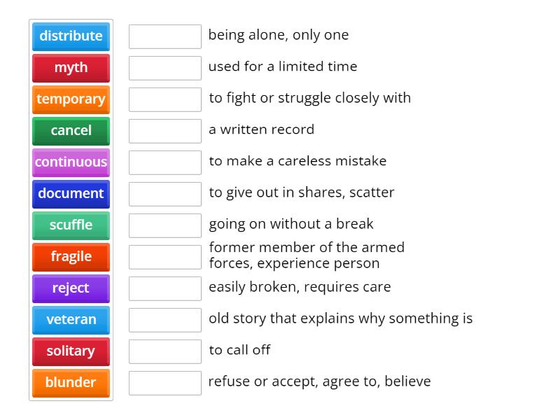 Vocab Study 5th - Match up