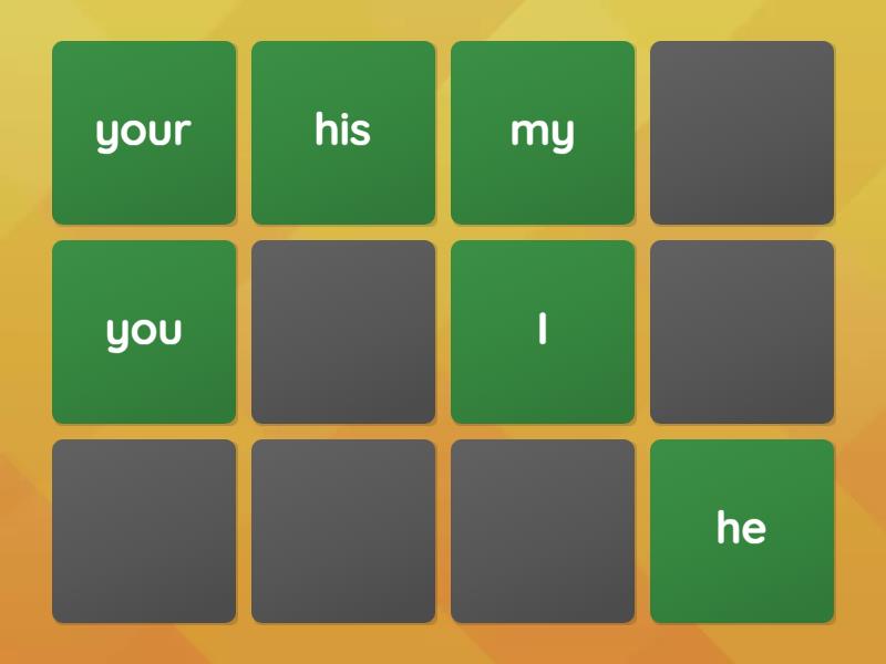 Possessive Adjectives Memory Game - Parejas