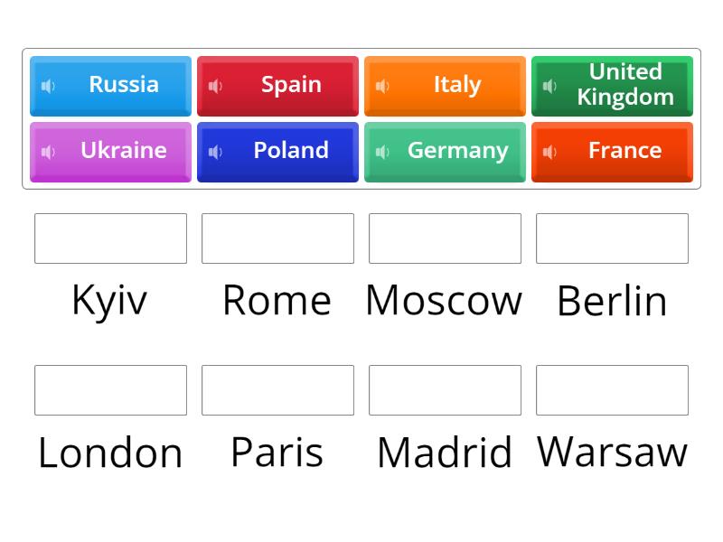 Match the Capital to the Country Game - Match up