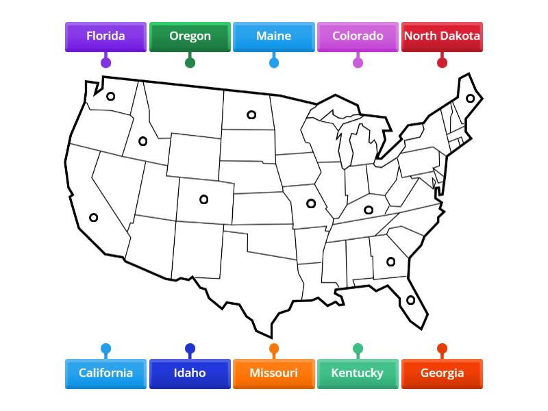United States Map - Labelled diagram