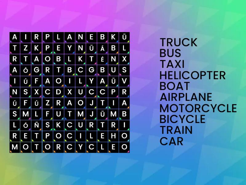 TRANSPORTATION - Sopa de letras