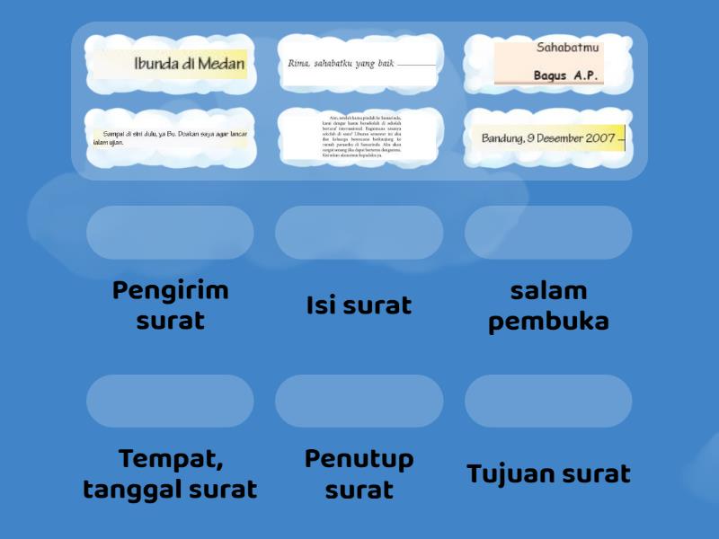 bagian surat - Match up
