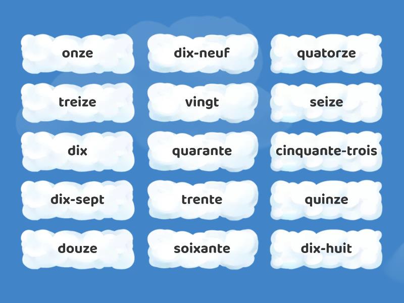 French numbers 10 to 69 - Fichas giratorias