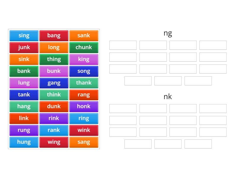 nk/ng Glued Sounds Sort - Group sort