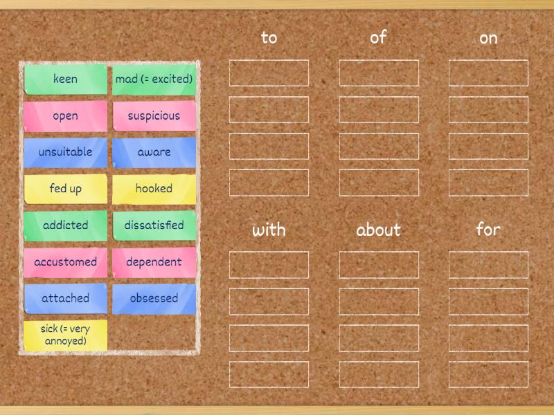 6b Adjectives + prepositions (Advanced EF) - Group sort