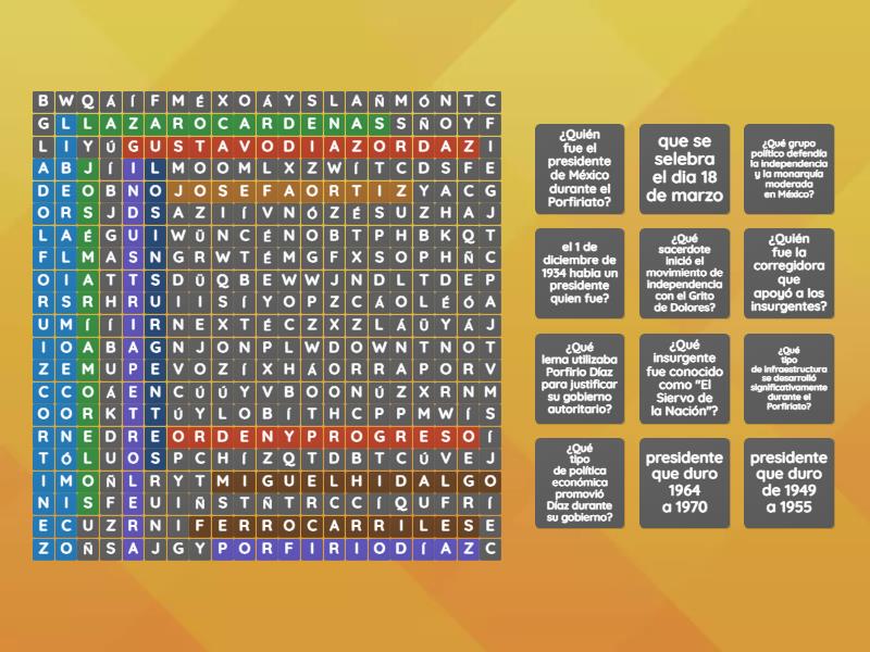 HISTORIA - Sopa de letras