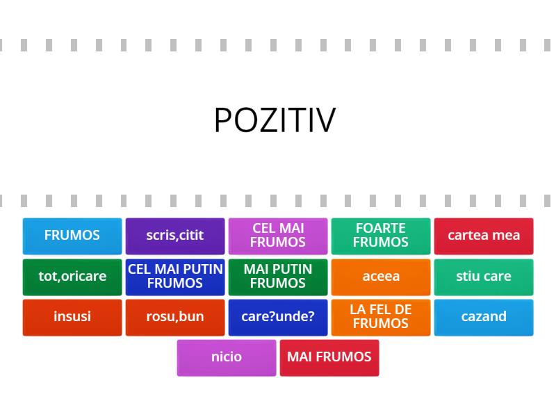 GRADELE DE COMPARATIE ALE ADJECTIVULUI si TIPURILE - Znajdź parę