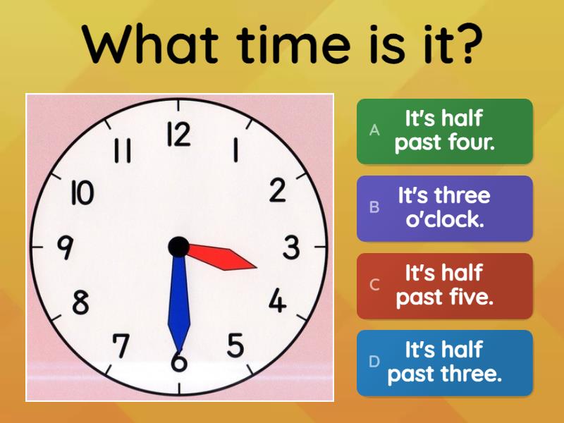 Go Getter 1 Unit 6.4 Telling the time - hour and half hour - Quiz