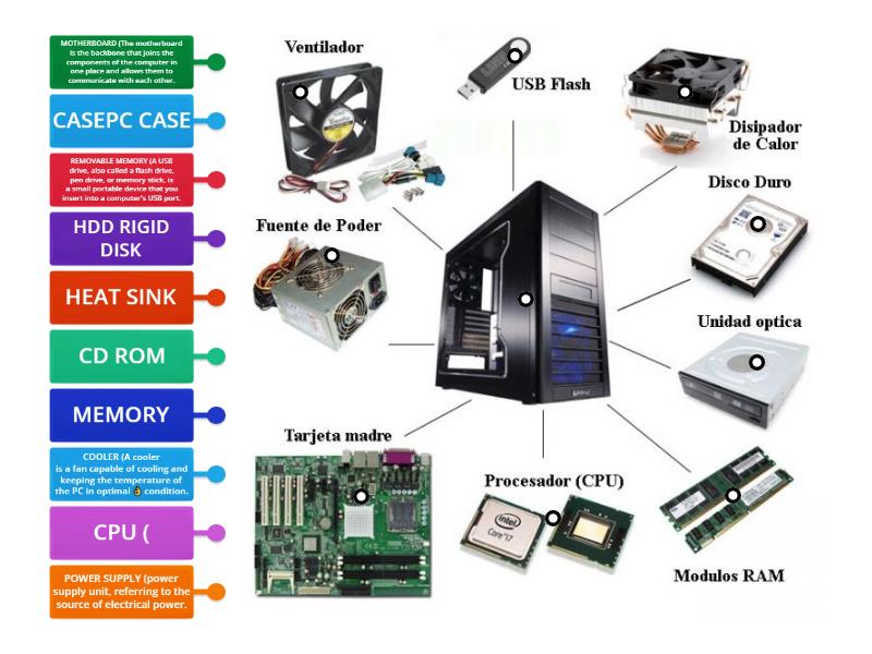 Examen Partes del Hardware - Imagem com legenda