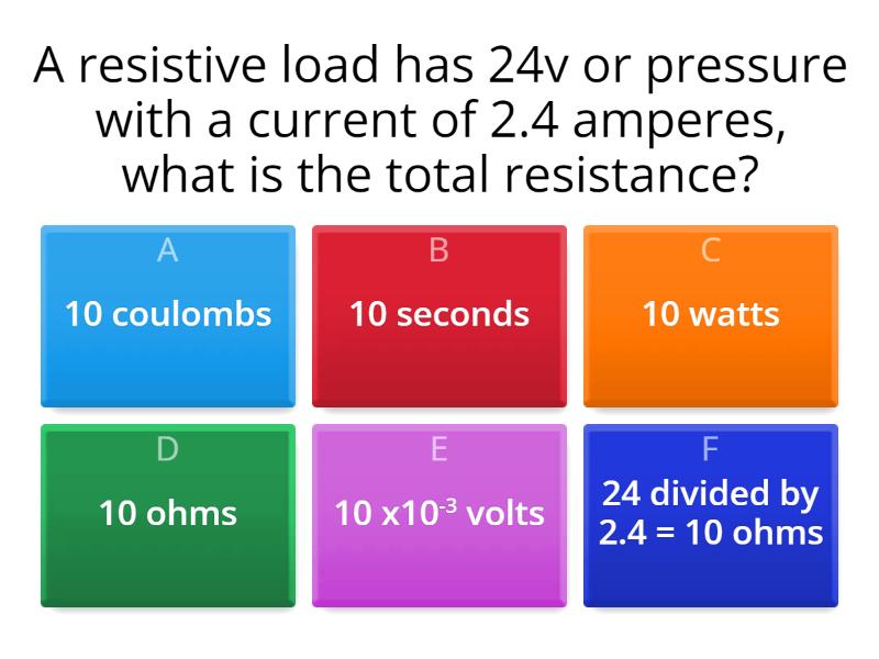 Power, Ohms Law & Colombs - Quiz