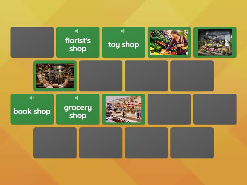 Shops flashcards - Matching pairs