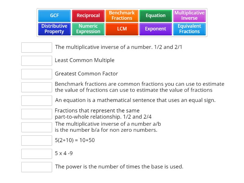 Topic 1 Carnegie Learning - Match up