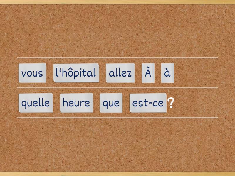 Les mots interrogatifs avec des questions - Reordenar