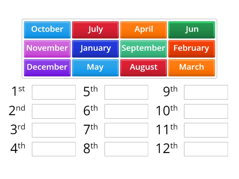 Months of the year Sequence - Rank order