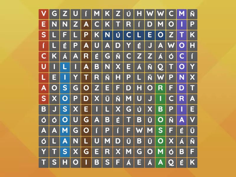Partes de la celula animal - Sopa de letras
