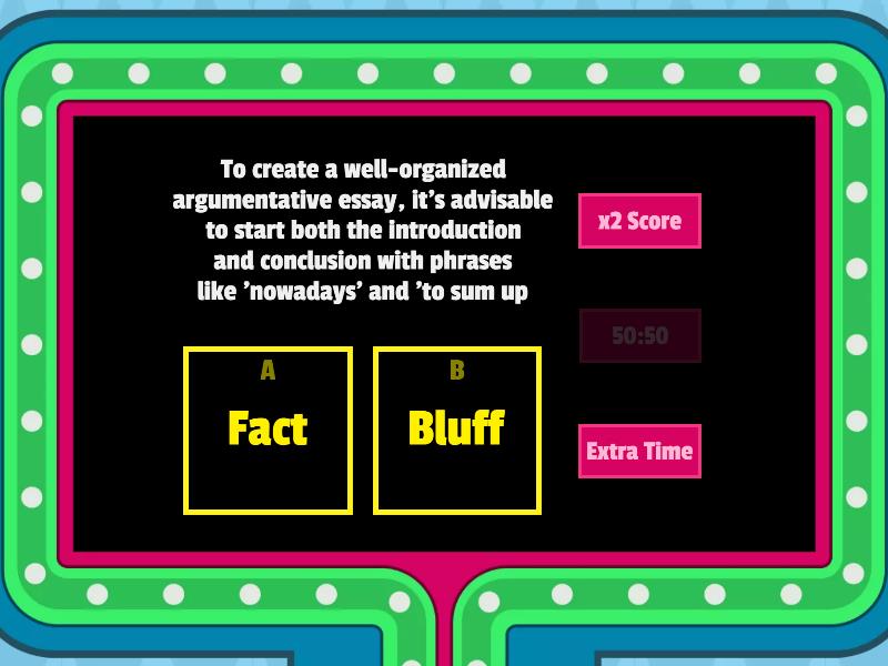 FACT OR BLUFF - Gameshow quiz
