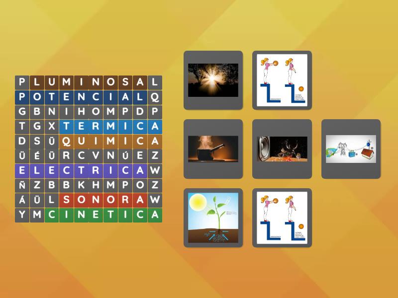 Tipos de energia - Sopa de letras