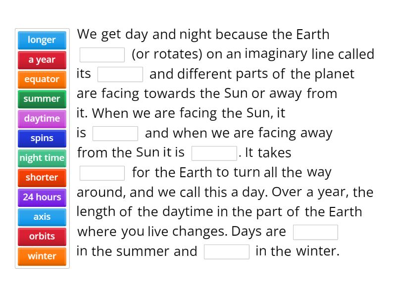 Day and night - Complete the sentence