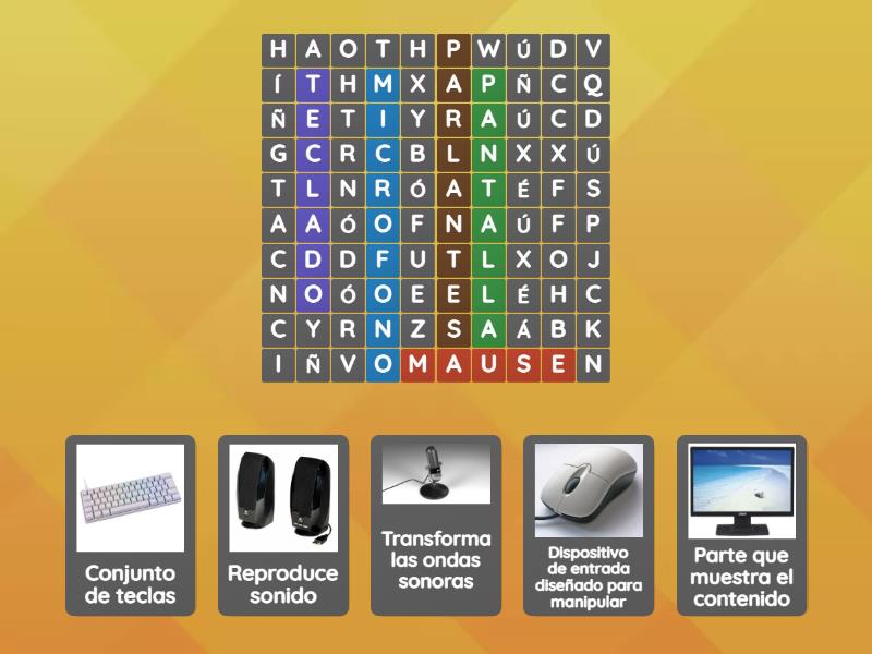 Partes de la computadora - Caça-palavras