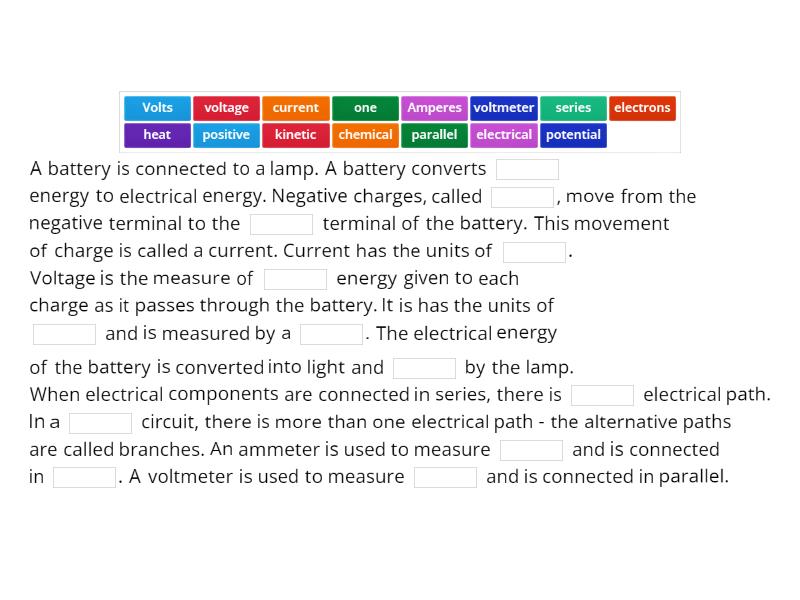Series and Parallel Circuits - Review - Complete the sentence