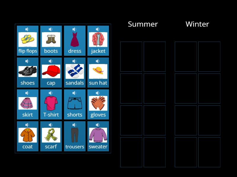 Clothes and seasons. Milo - Group sort