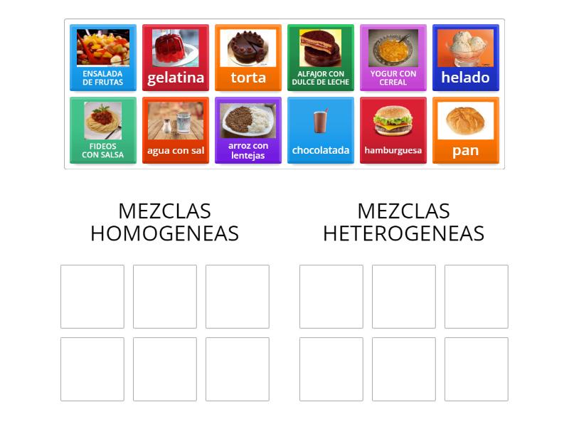 MEZCLAS HETEROGENEAS Y HOMOGENEAS - Group sort
