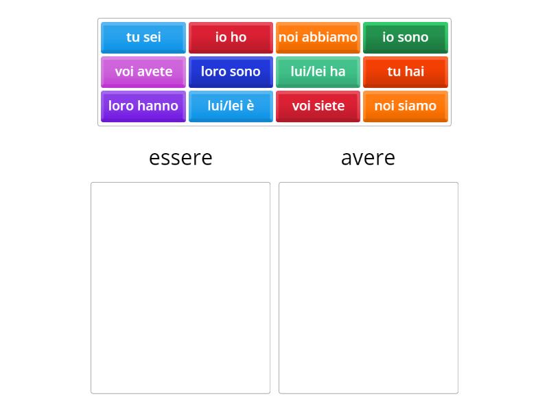 Essere ed Avere p.i. italiano - Categorize