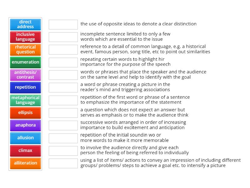 rhetorical devices - Match up