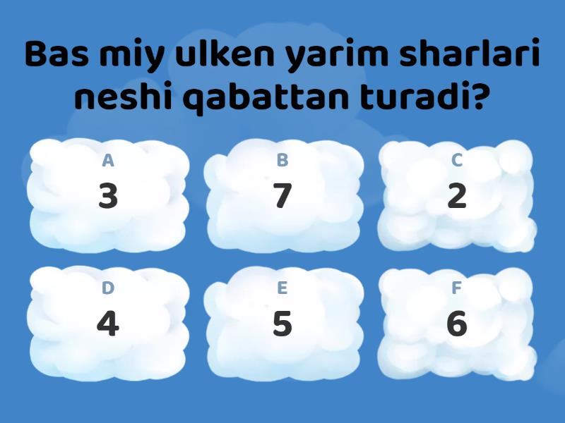 Bas miy ulken sharlari - Quiz