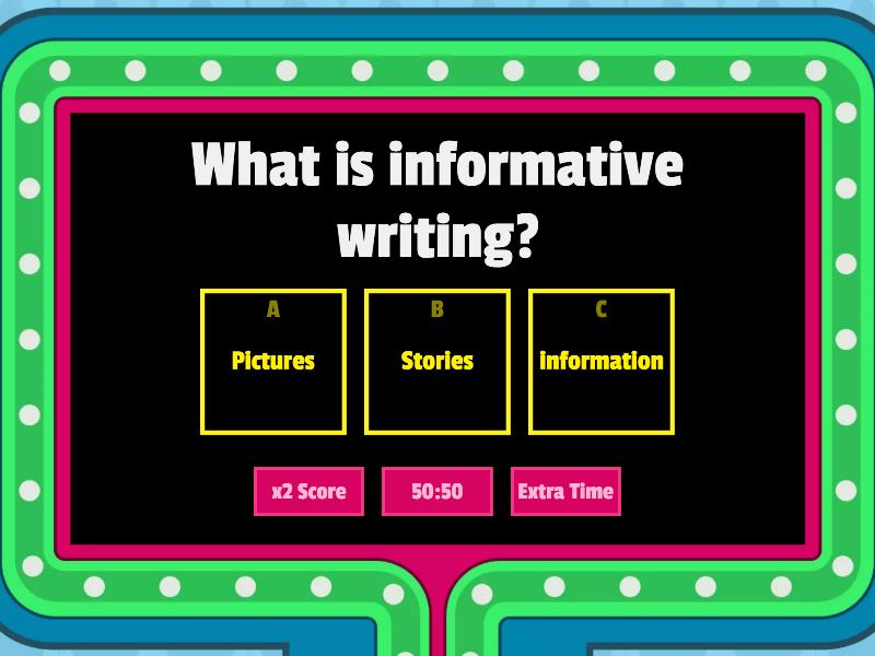 Informative Writing Gr.1 - Gameshow quiz