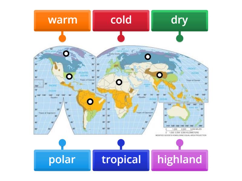 Climate Regions Map - Labelled diagram