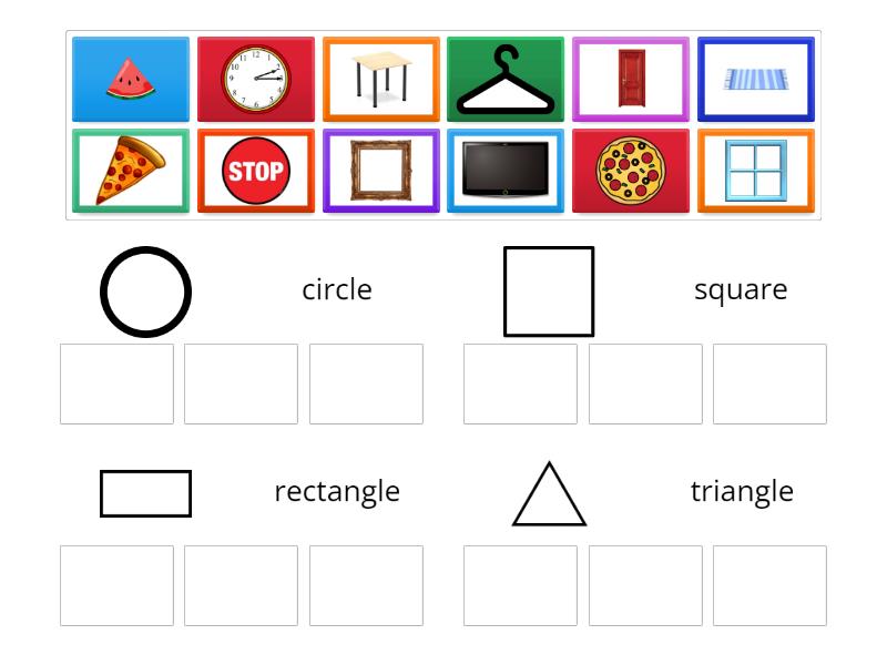 2D shapes circle, square , rectangle and triangle - Ordenar por grupo