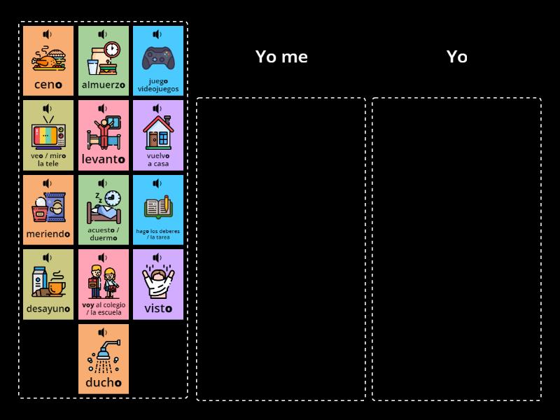 Verbos reflexivos. Rutina diaria - Group sort