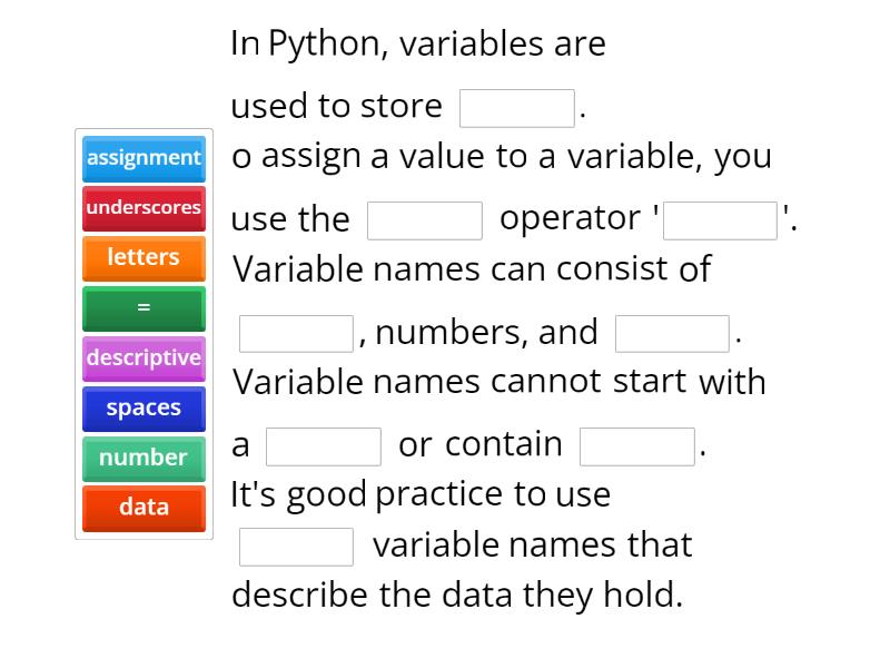 Python Variables - Completar la frase