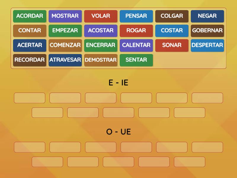 VERBOS IRREGULARES: E - IE, O - UE - Group sort