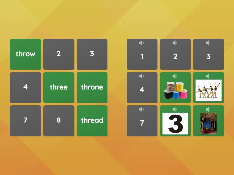 Thr Words Memory - Matching pairs