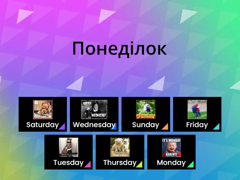 Days of the Week - Find the match