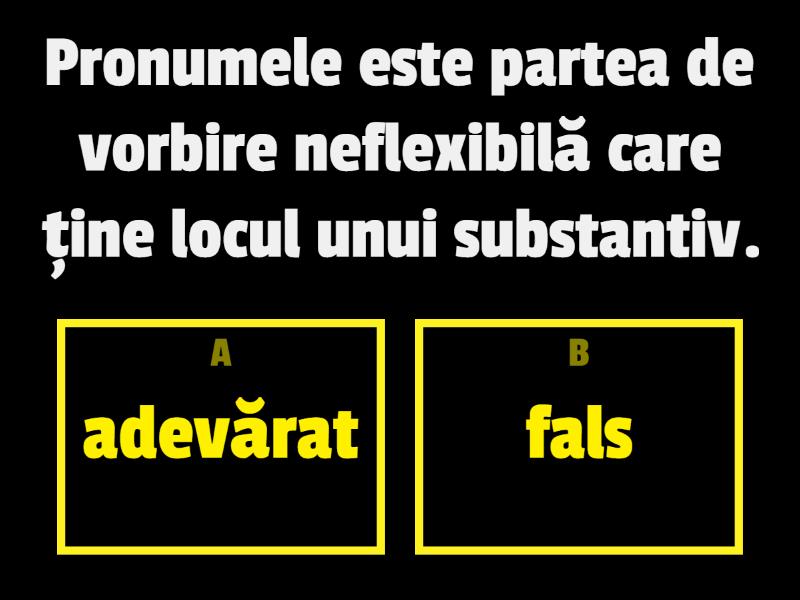 Test formativ - Pronumele personal. Pronumele reflexiv - Chestionar