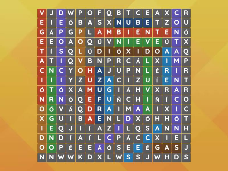 Sopa de Letras sobre la Lluvia ácida - Wordsearch