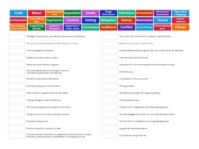 ELA Vocab - Match up