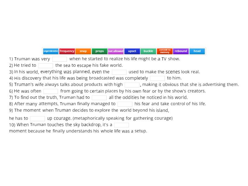 the Truman show (part 2) - Complete the sentence