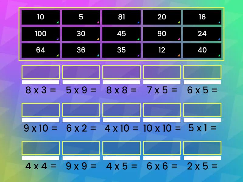Multiplication - Match up