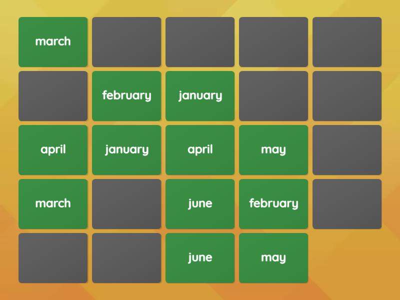Months - Matching pairs